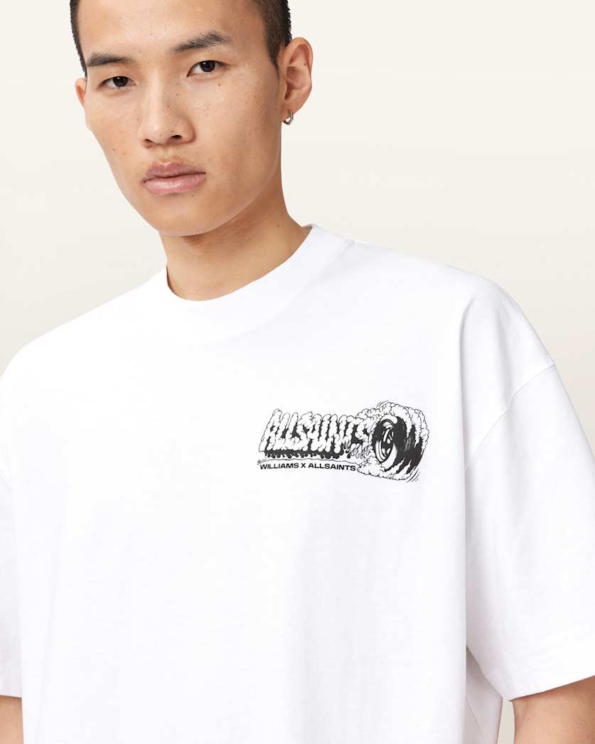Williams X AllSaints Burnout Crew Neck T-Shirt ASHEN WHITE | ALLSAINTS